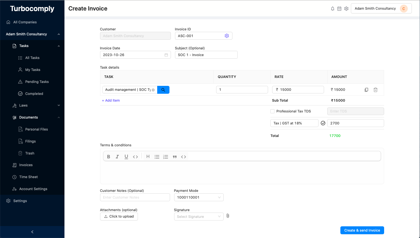 Invoices - TurbocomplyTurbocomply